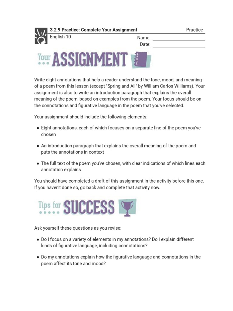 3.2.9 Practice - Complete Your Assignment (Practice) | PDF | Poetry ...