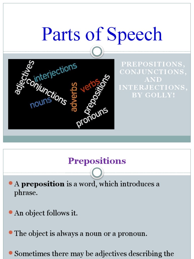 Prepositions, Conjunctions, Interjections Guide | PDF | Preposition And ...
