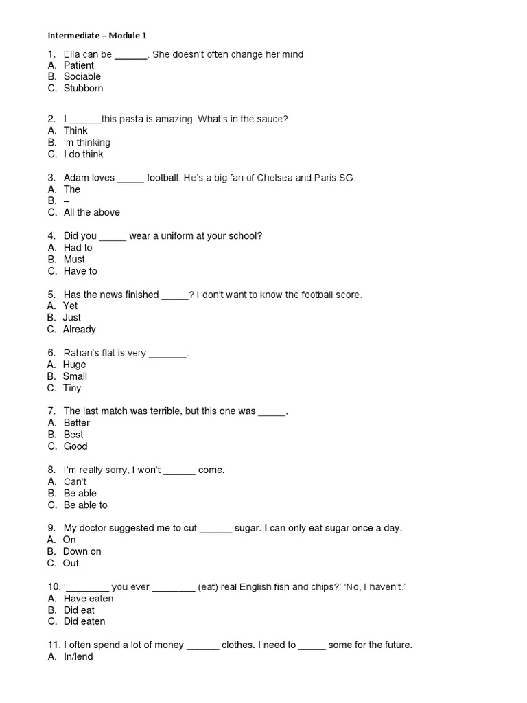 Use of English Intermediate Module 1 | PDF