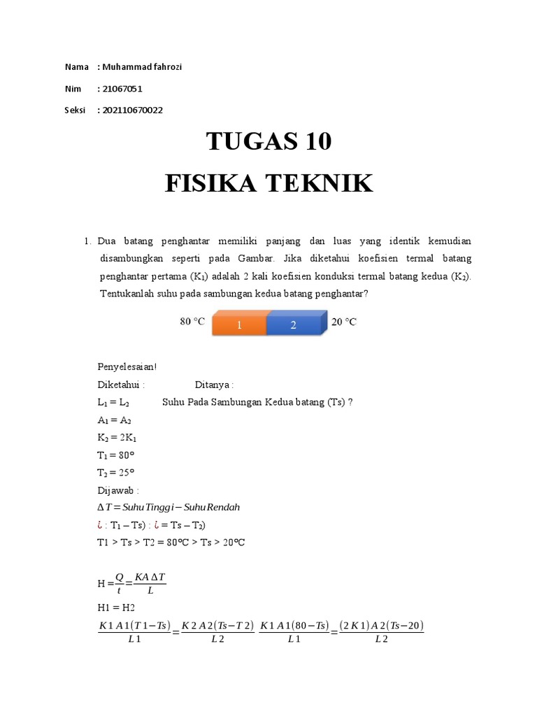 Tugas Materi Perpindahan Kalor - 21067051 - Muhammad Fahrozi | PDF ...