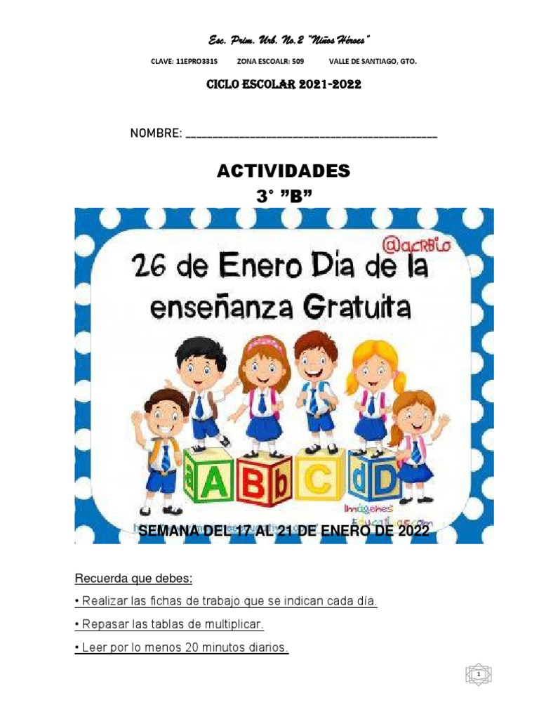 ACTIVIDADES DE 3° SEMANA 19 | PDF