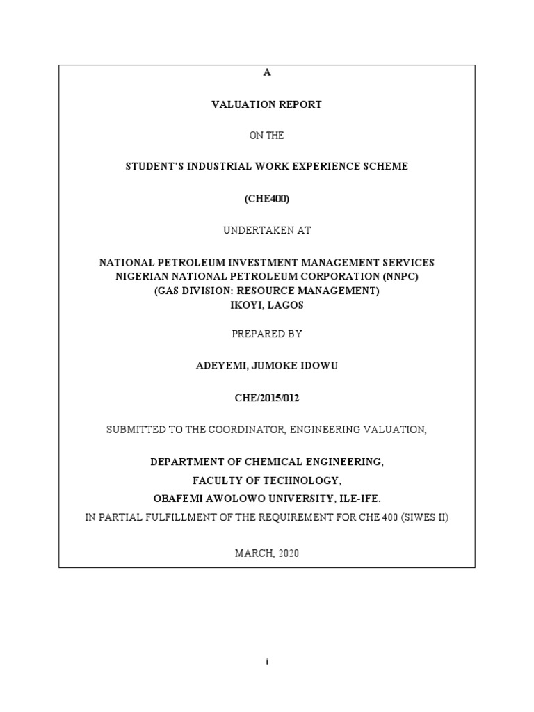 Valuation Report on Engineering Equipment at NAPIMS | PDF ...