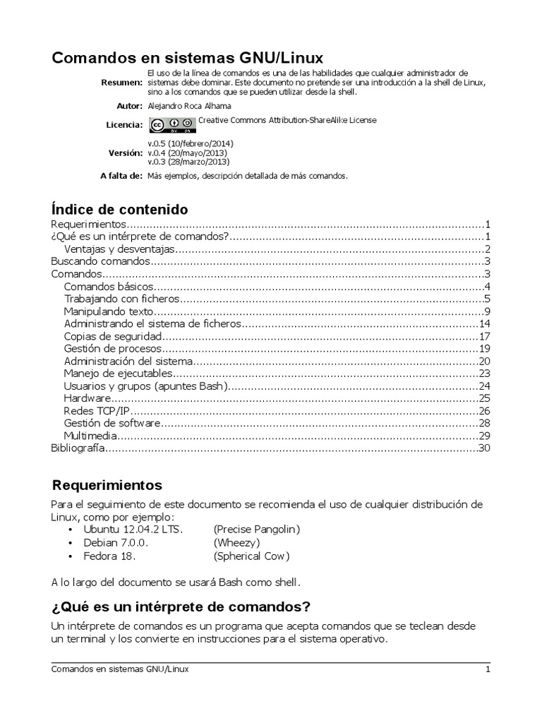 Comandos Esenciales en GNU/Linux | PDF | Distribución de Linux | Interfaz de línea de comando