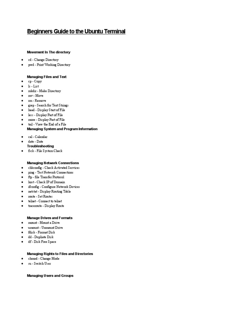 Beginners Guide To The Ubuntu Terminal | PDF