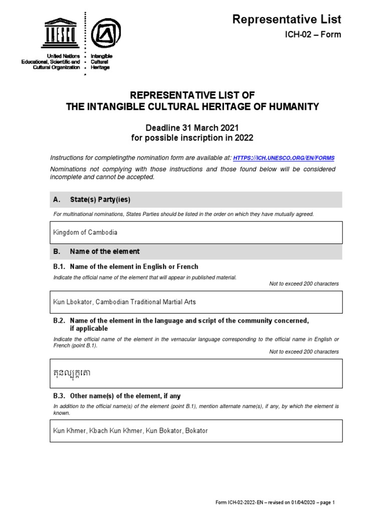 Representative List: Representative List of The Intangible Cultural ...