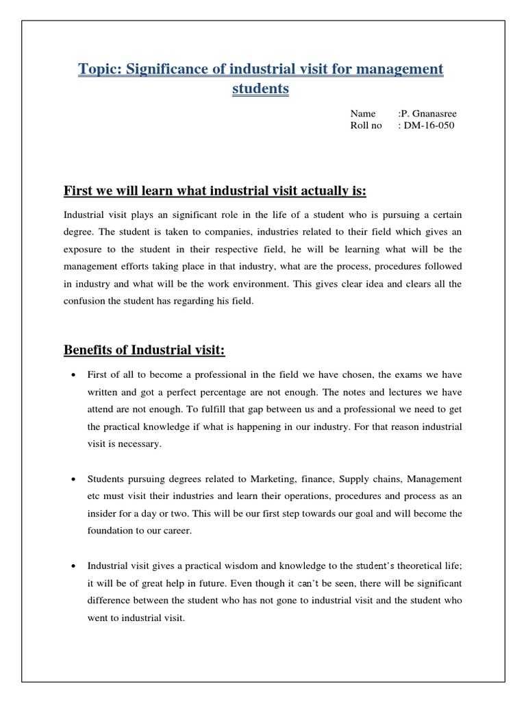 Importance of Industrial Visits for Students | PDF | Experience | Learning