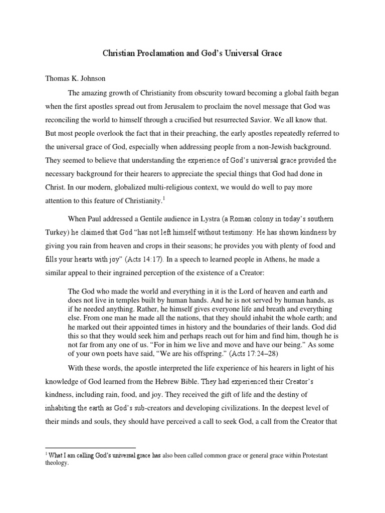 Christian Proclamation and God's Universal Grace | PDF | God | Jesus