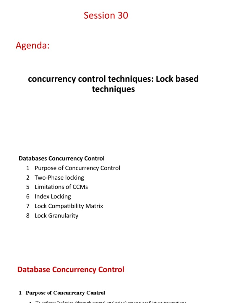 Session 30 Concurrencycontrol Pdf Database Transaction Concurrency Computer Science
