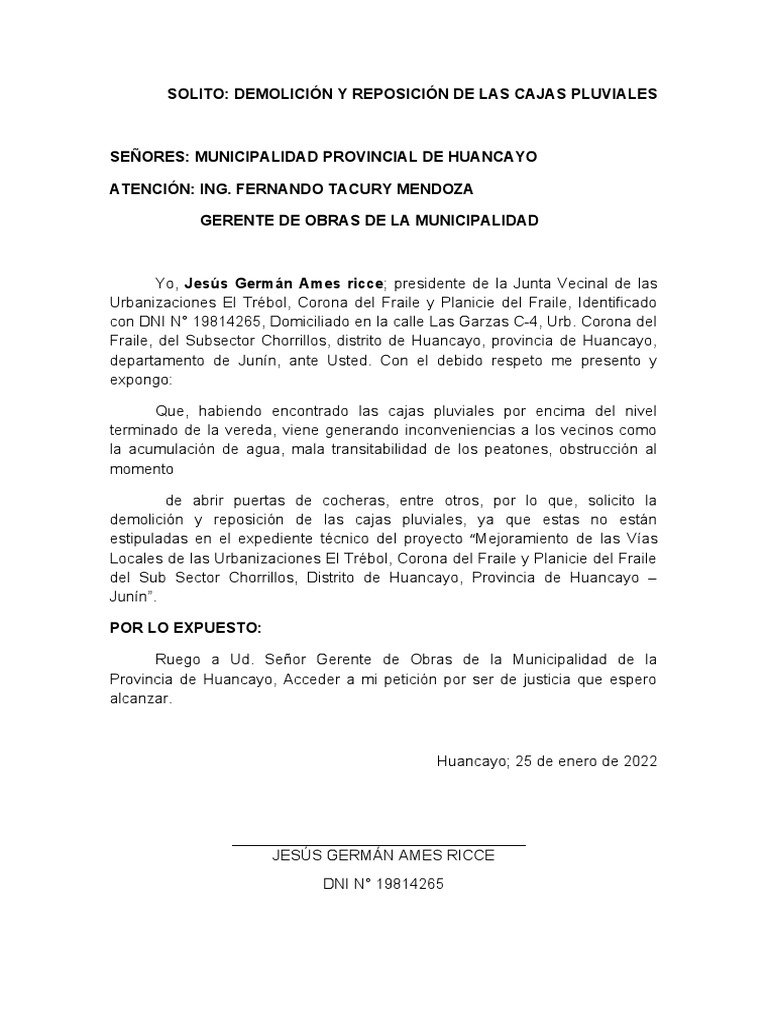 Solicitud Junta Vecinal | PDF