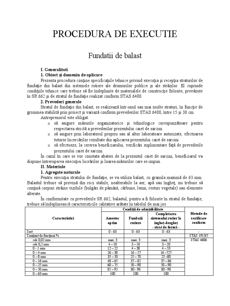 PROCEDURA DE EXECUTIE Balast | PDF