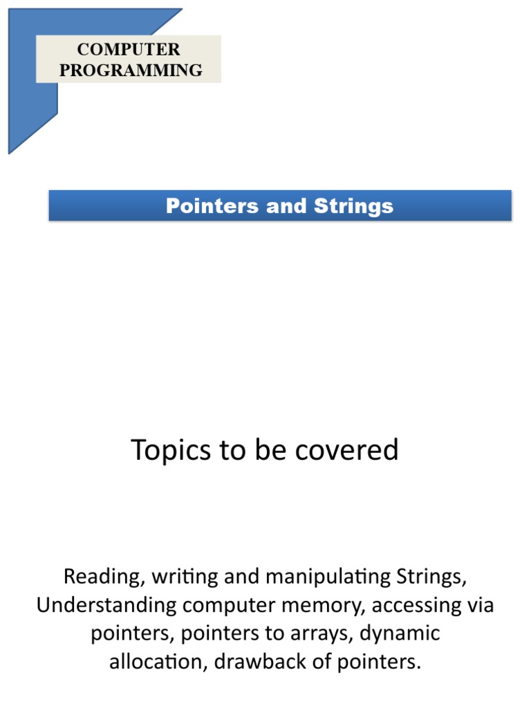 Pointers and Strings: Computer Programming | PDF | Pointer (Computer Programming) | String ...
