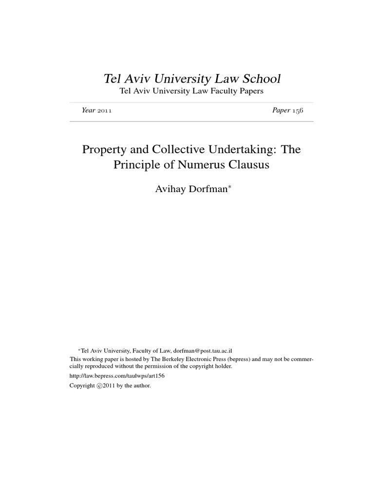 The Principle of Numerus Clausus | PDF | Mortgage Law | Property