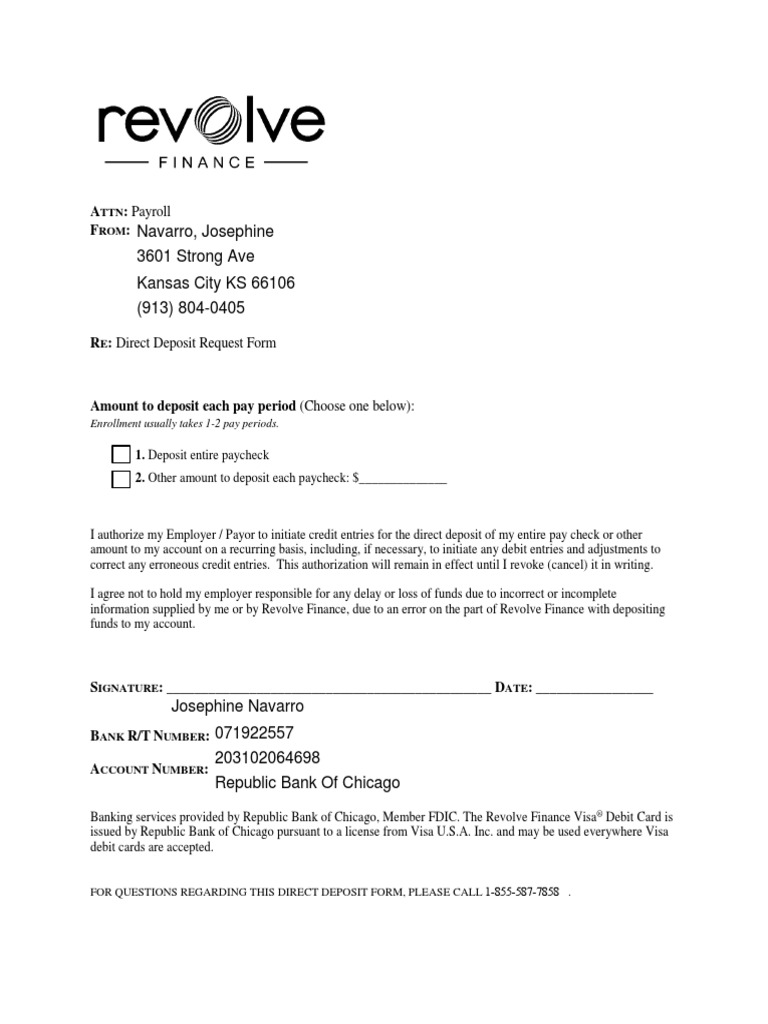 Direct Deposit Form | PDF | Business | Finance & Money Management