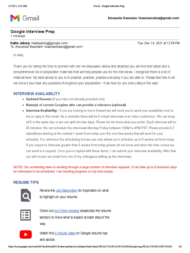 Gmail - Google Interview Prep | PDF | Gmail | Computer Programming