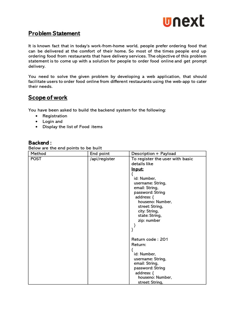 Problem Statement 2 - Food-App | PDF | User (Computing) | Login