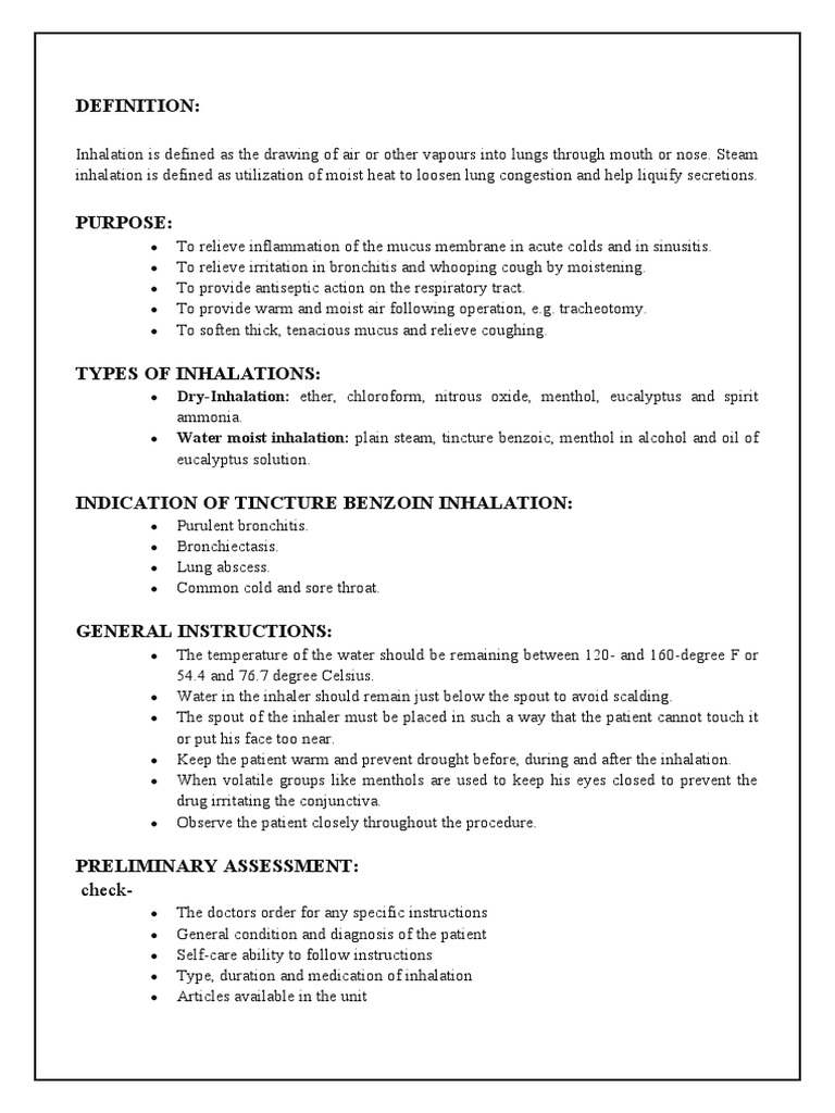 Procedure Steam Inhalation. | PDF | Medicine | Clinical Medicine