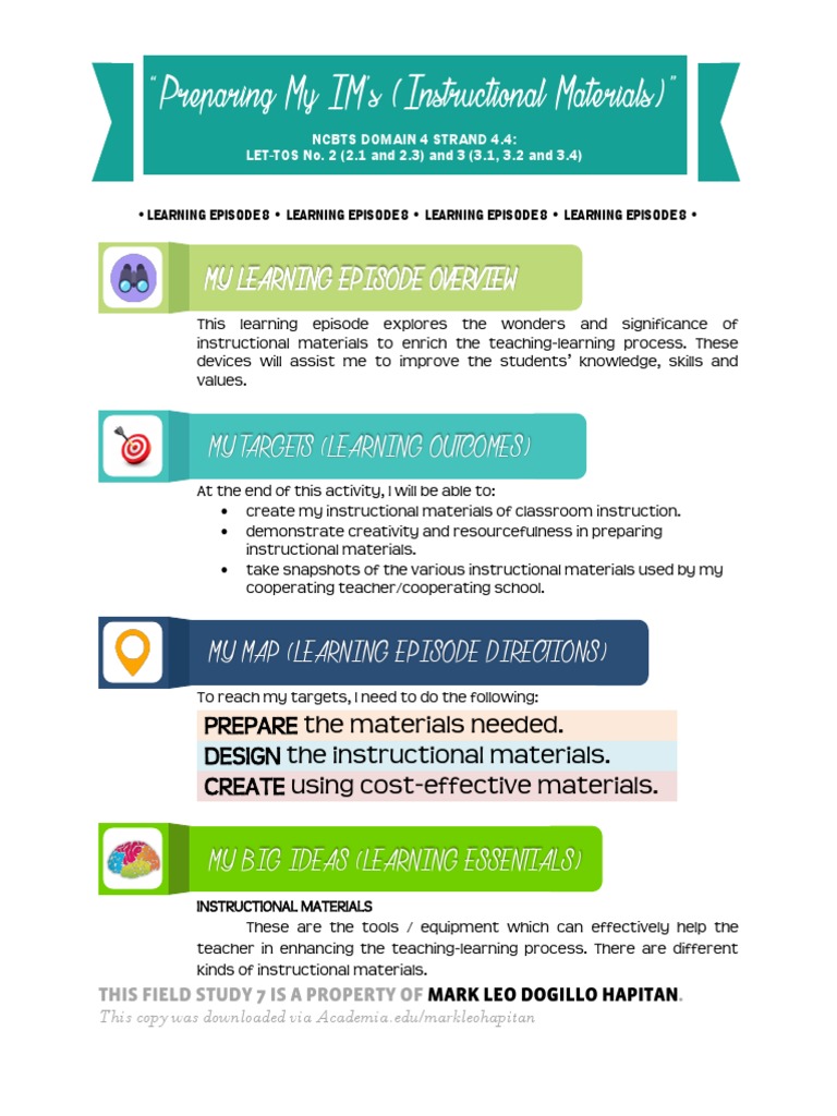 Preparing Instructional Materials in Teaching | PDF | Learning | School ...