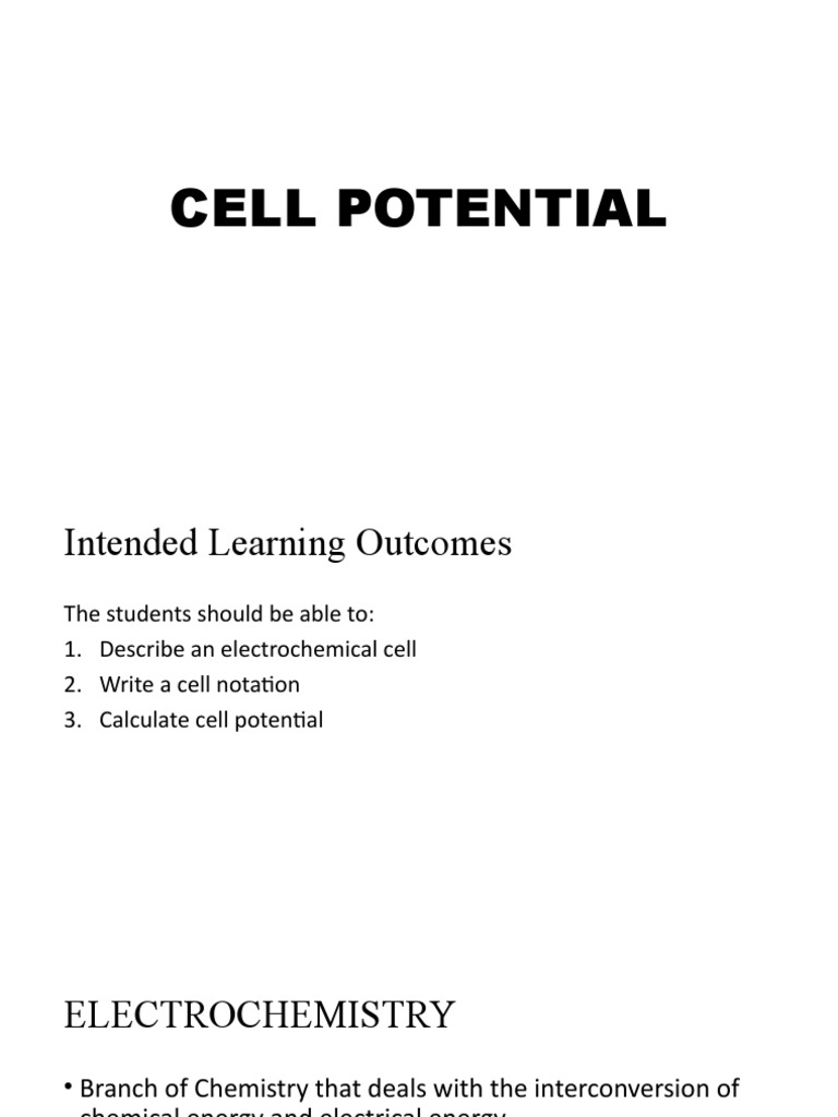 Cell Potential Télécharger Gratuitement Pdf Redox Electrochemistry