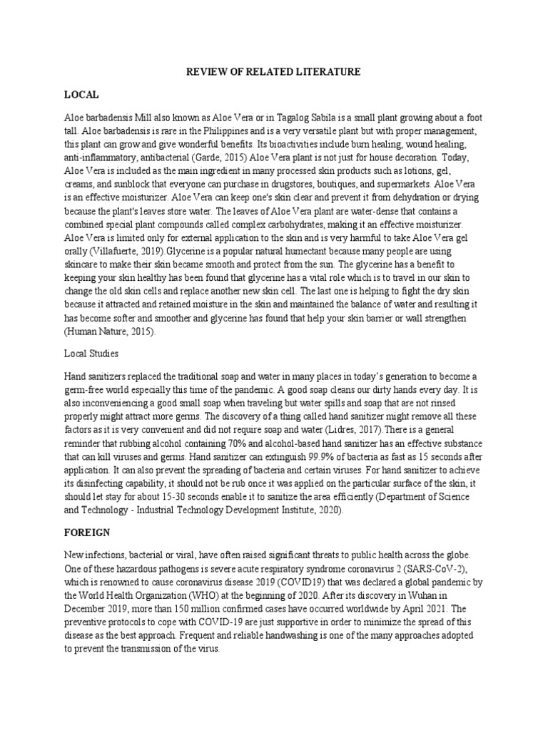 RRL Foreign Local | PDF | Hand Washing | Disinfectant