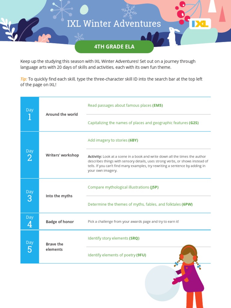 4th Grade ELA Winter Adventures | PDF | Linguistic Morphology | Linguistics
