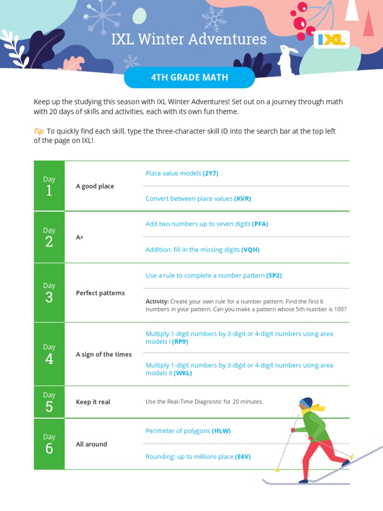 IXL Winter Adventures: 4Th Grade Math | PDF | Elementary Mathematics ...