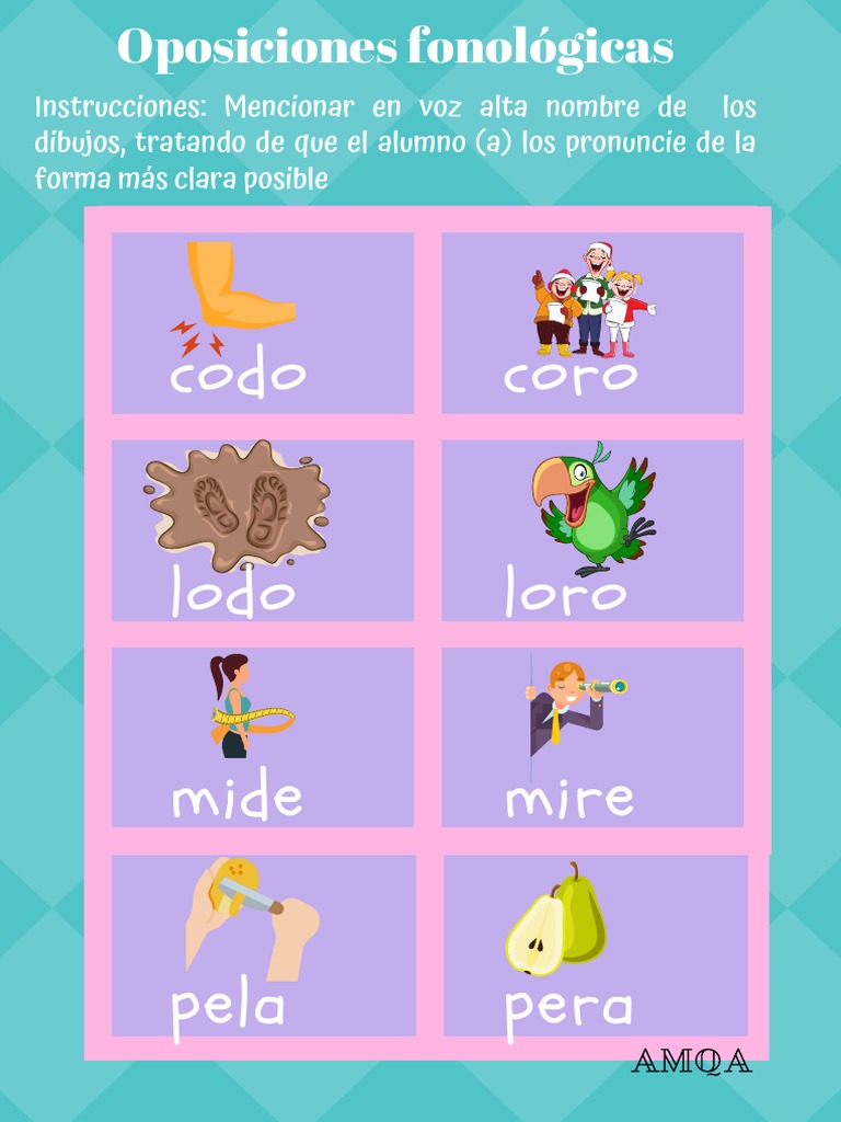 Pares Mínimos en Oposiciones Fonológicas | PDF | Artes del Lenguaje y ...