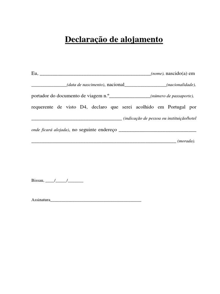 Declaracao de Alojamento | PDF