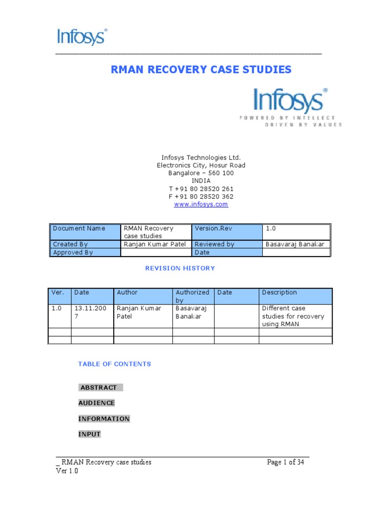 Rman Case Studies | PDF | Backup | Databases