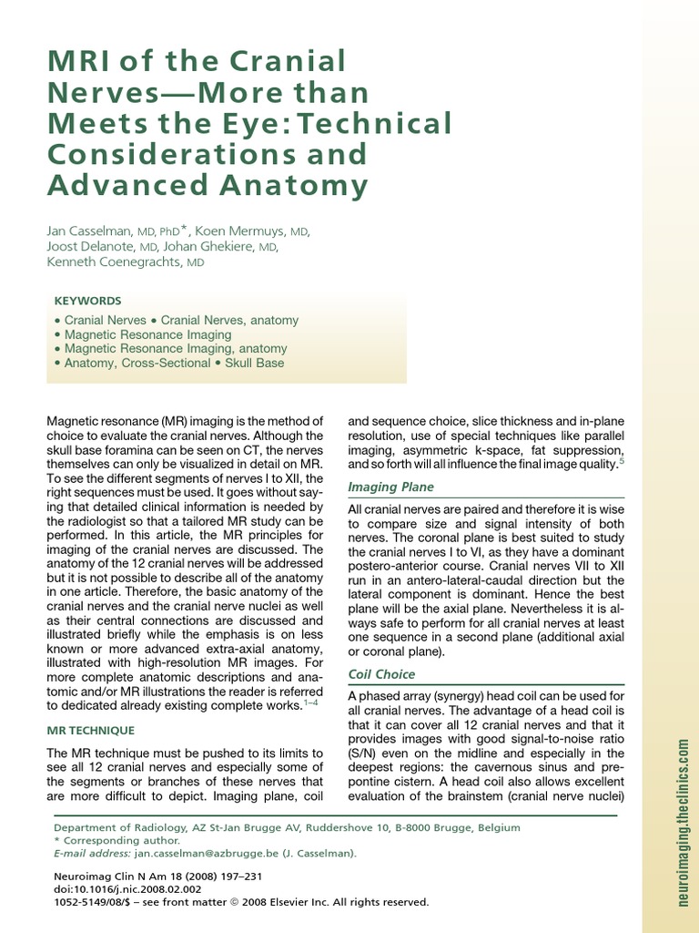 2020, MRI of The Cranial Nerves | PDF | Brainstem | Nervous System