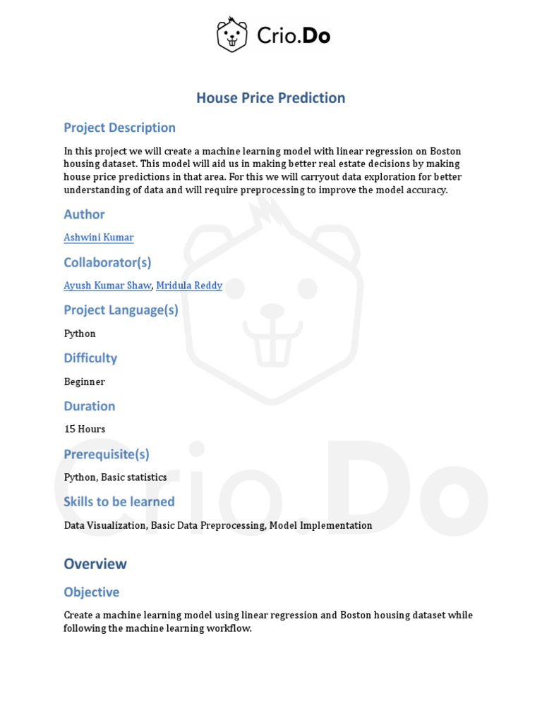 House Price Prediction: Project Description | PDF