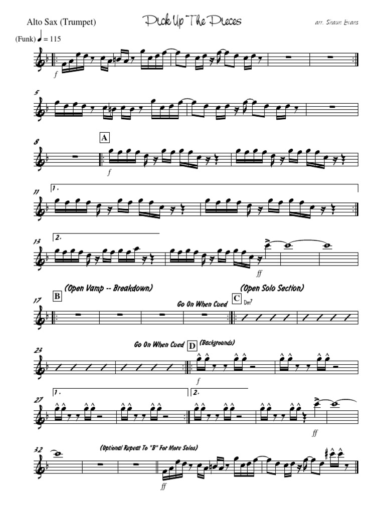 Pick Up The Pieces - 3 Horns Rhythm - AWB | PDF | Performing Arts ...