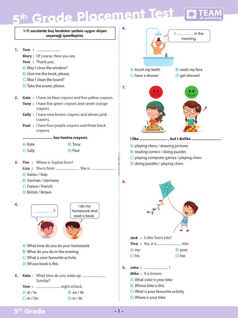 5 Grade Placement Test | PDF