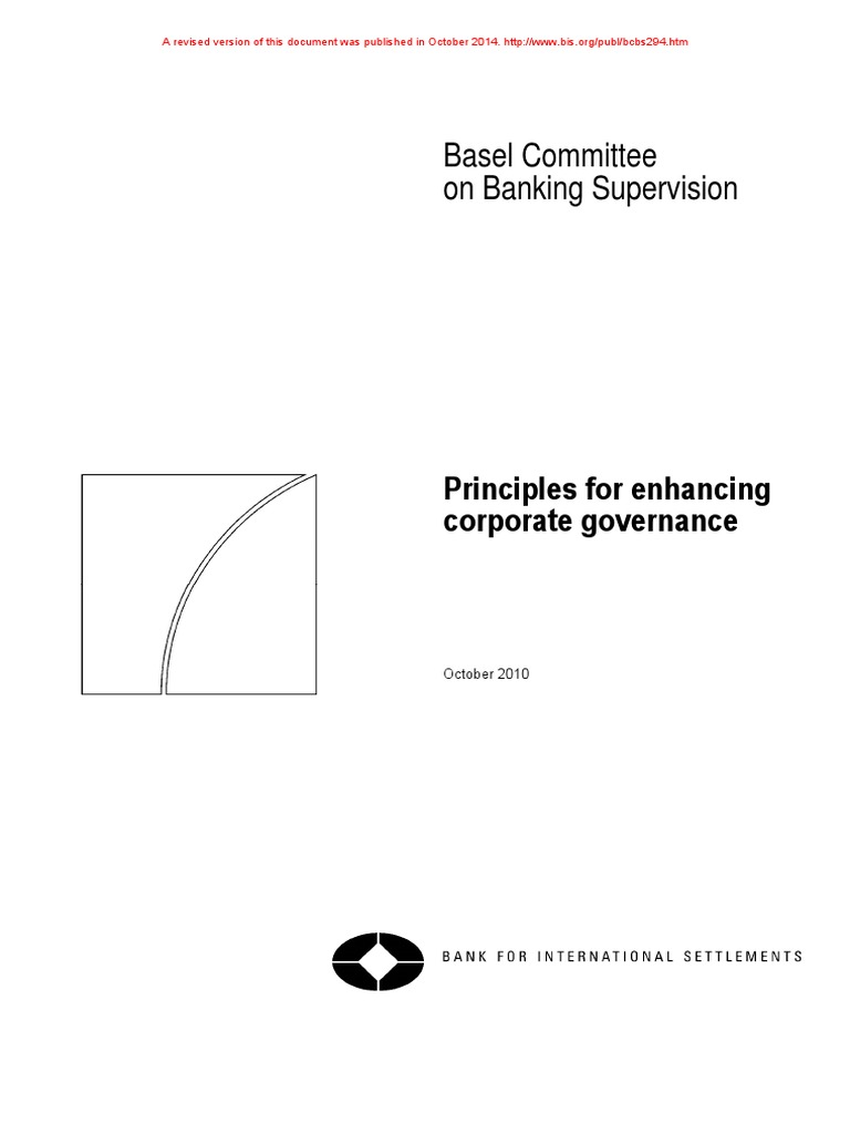 Basel Committee On Banking Supervision: Principles For Enhancing ...