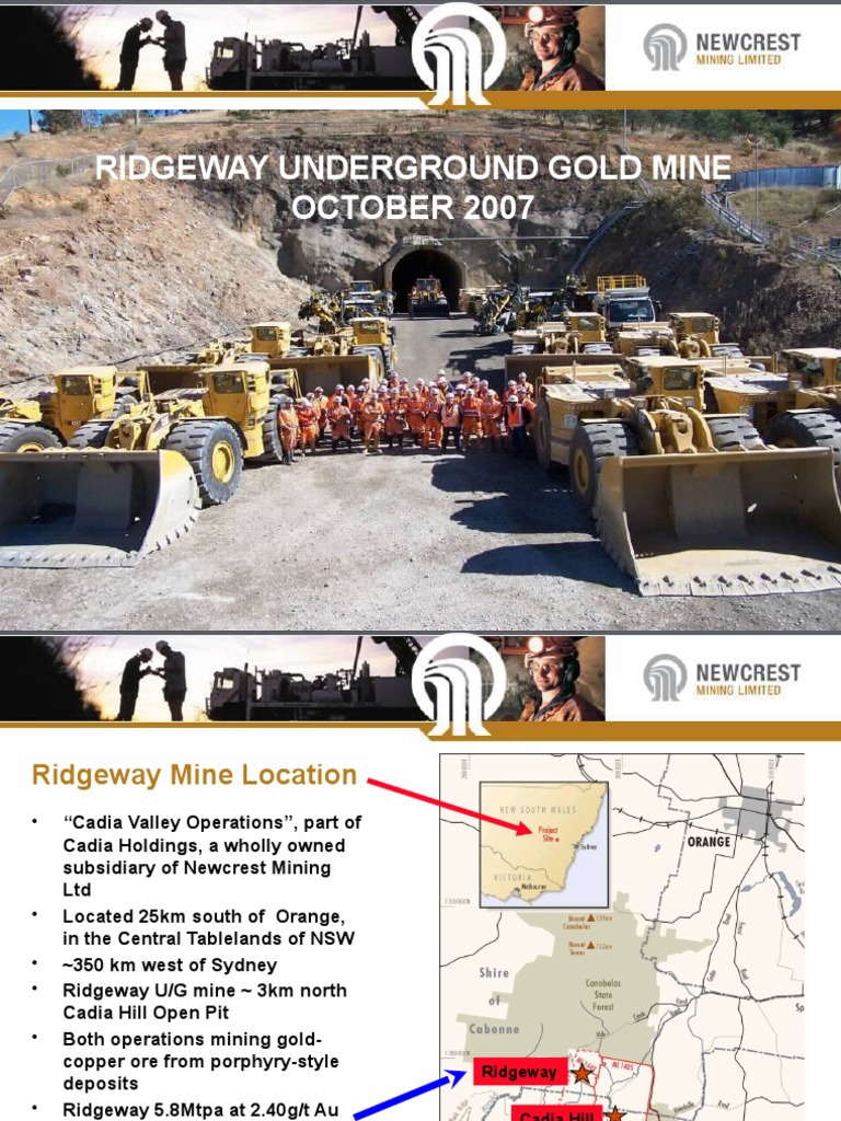 Ridgeway Underground Gold Mine Overview | PDF | Mining | Mill (Grinding)