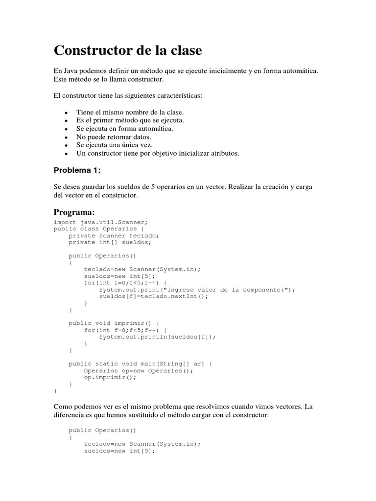 Prg Q07 2 Constructor De La Clase Pdf Programación Constructor Programación Orientada A