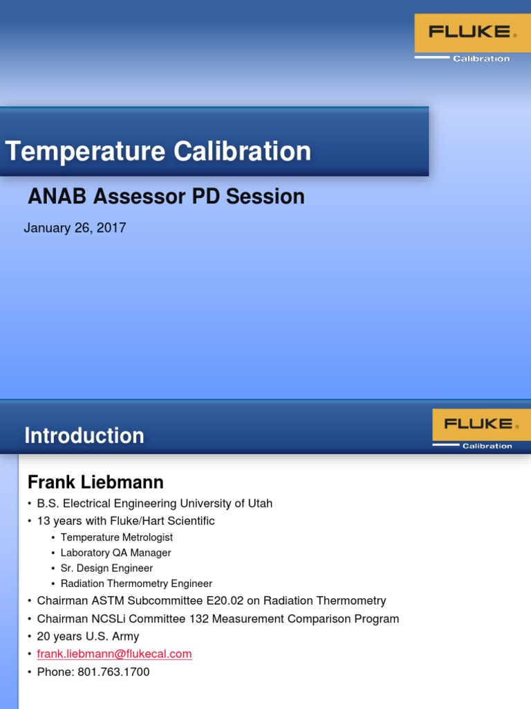 2017 ANAB Presentation Temperature | PDF | Thermocouple | Calibration