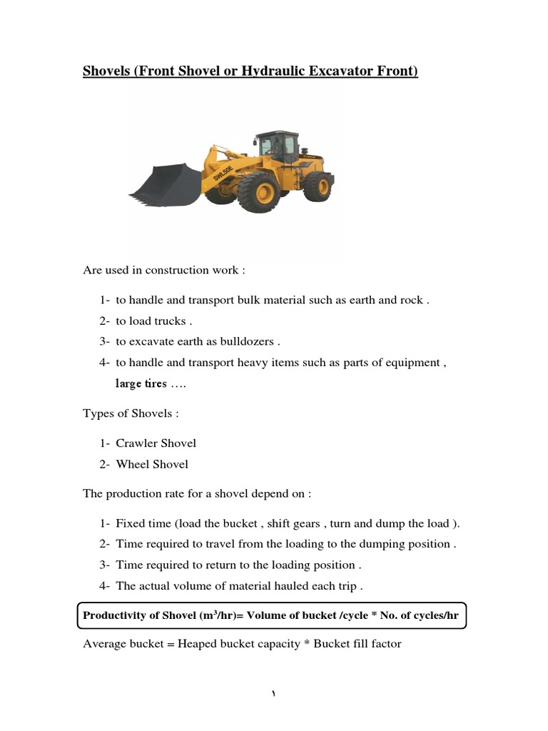 Shovels (Front Shovel or Hydraulic Excavator Front) | PDF