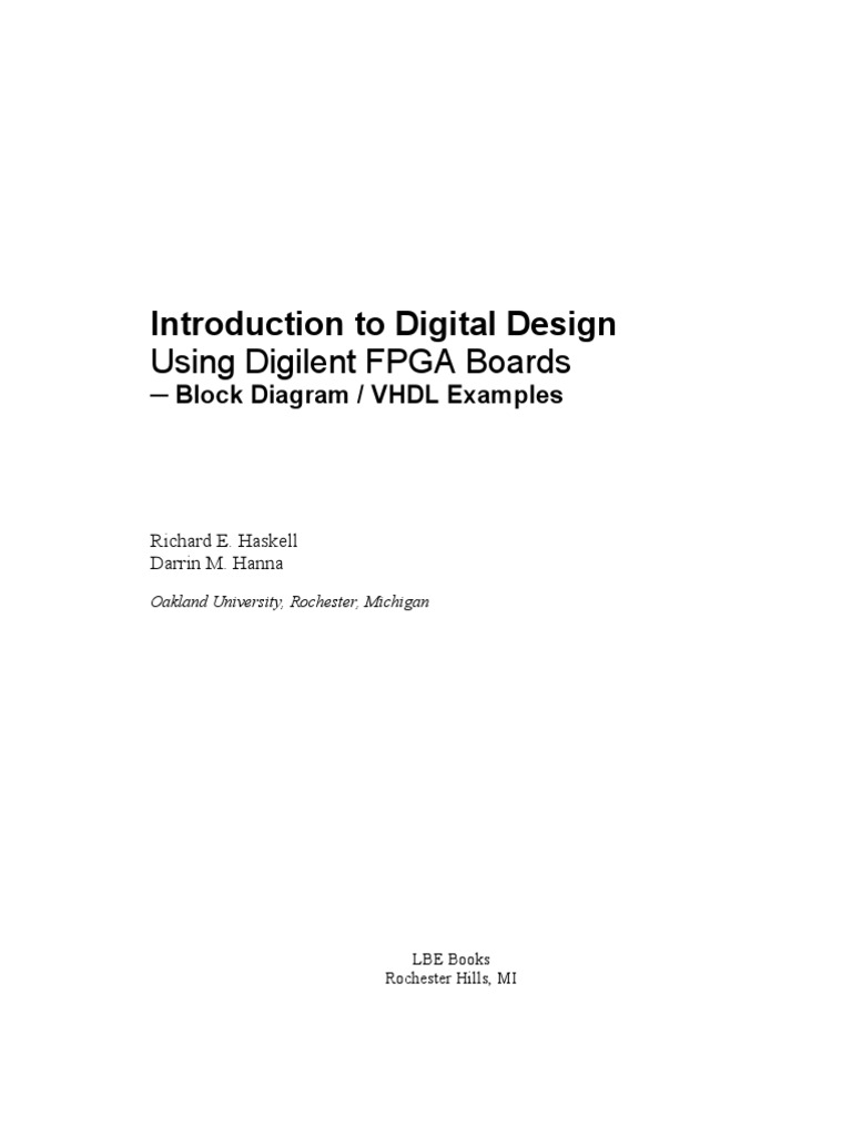 Intro Digital Design Digilent Vhdl Online Pdf Field Programmable