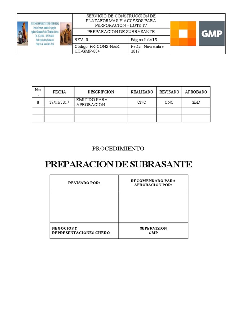 Preparacion de Subrasante | PDF