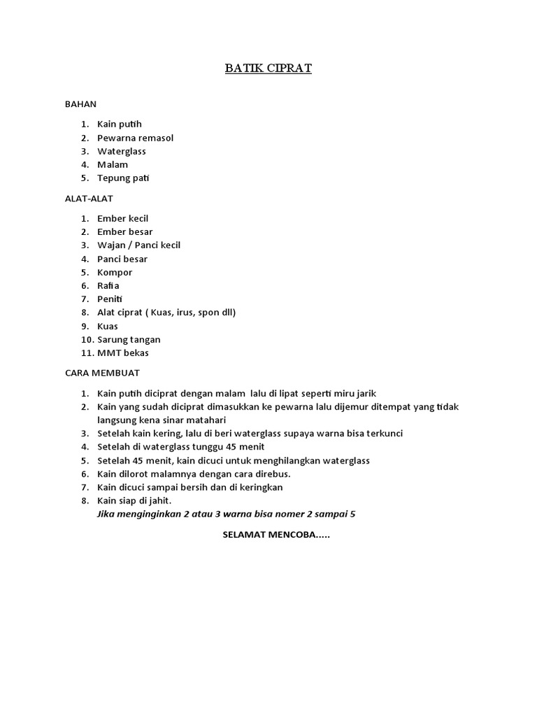 BATIK CIPRAT Umum | PDF