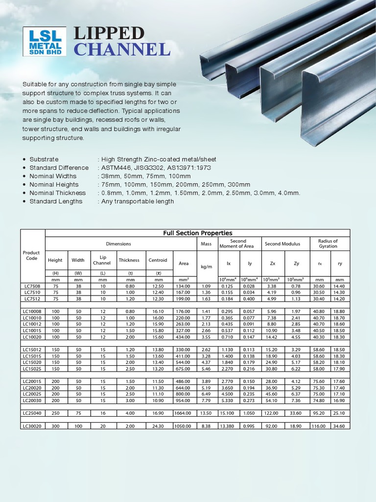 LSL Lipped Channel | PDF | Mechanics | Materials