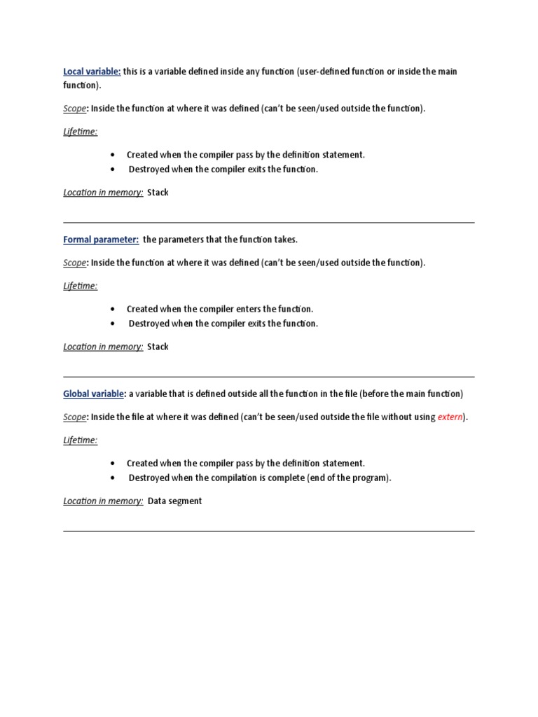 Scope and Lifetime | Download Free PDF | Variable (Computer Science) | Subroutine