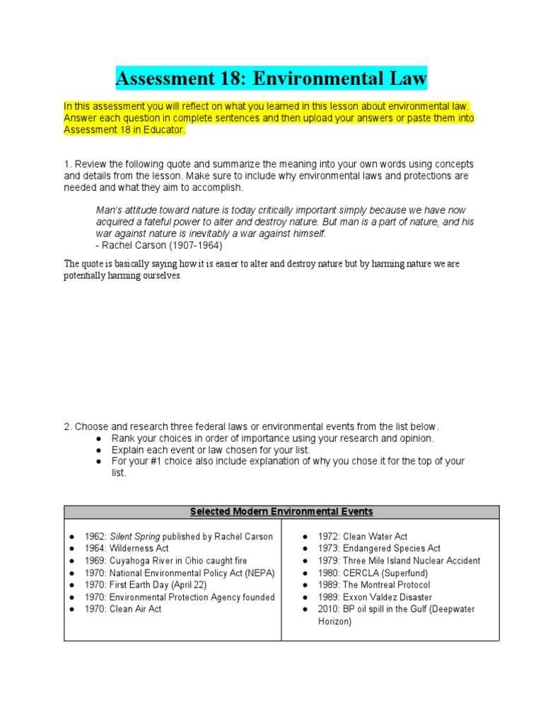 Environmental Law Student Guide | PDF | National Environmental Policy ...