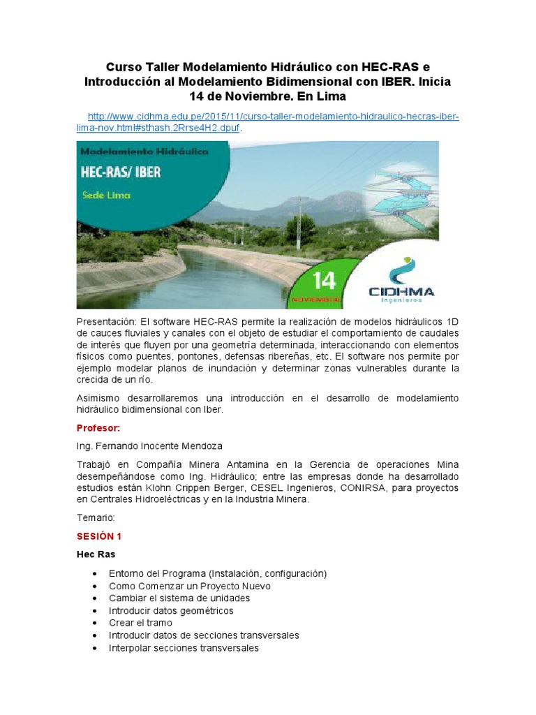 Curso Taller Modelamiento Hidráulico Con HEC-RAS | PDF | Tecnología