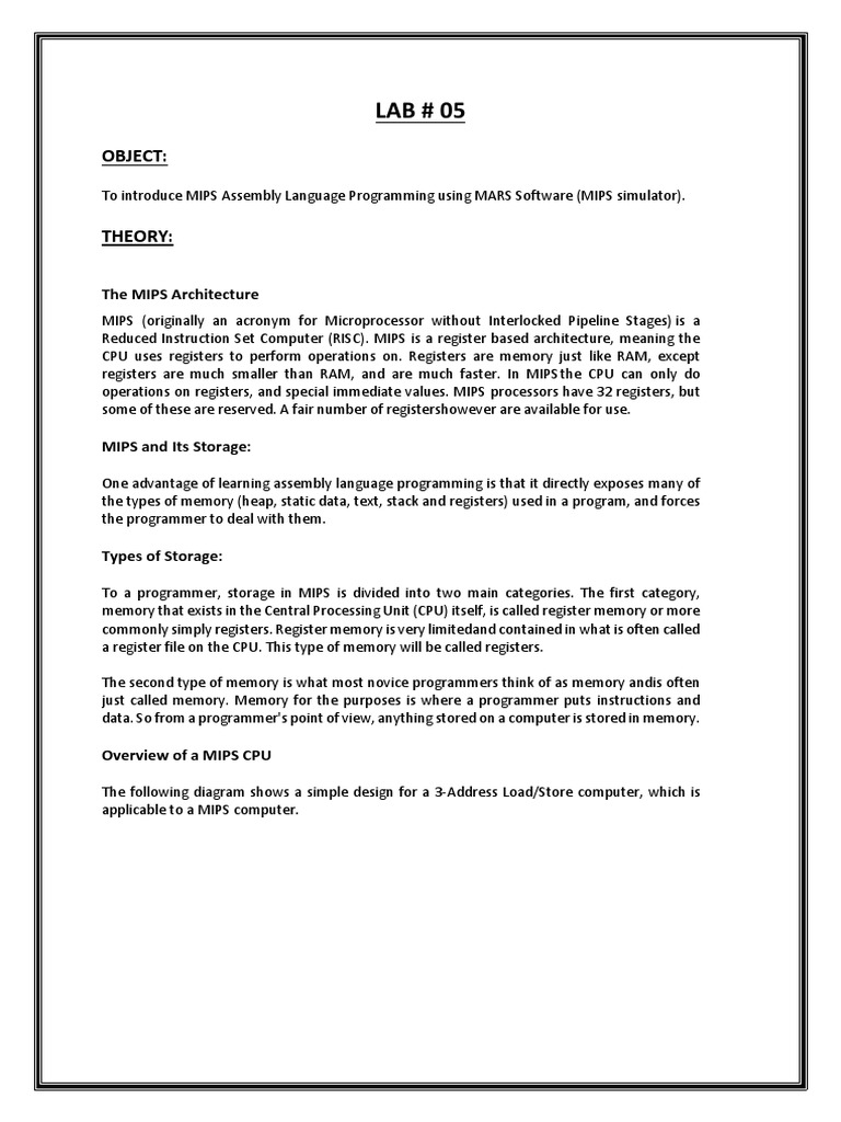 Understanding MIPS Assembly Language Programming | PDF | Computer Data Storage | Central ...