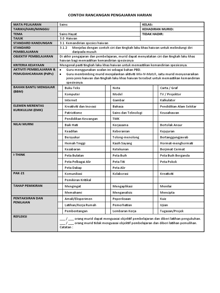 RPH Sains TAHUN 5 UNIT 3 | PDF