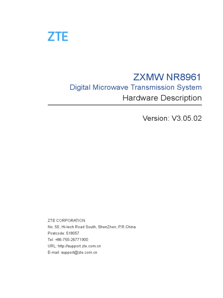 ZXMW NR8961 Hardware Description | PDF