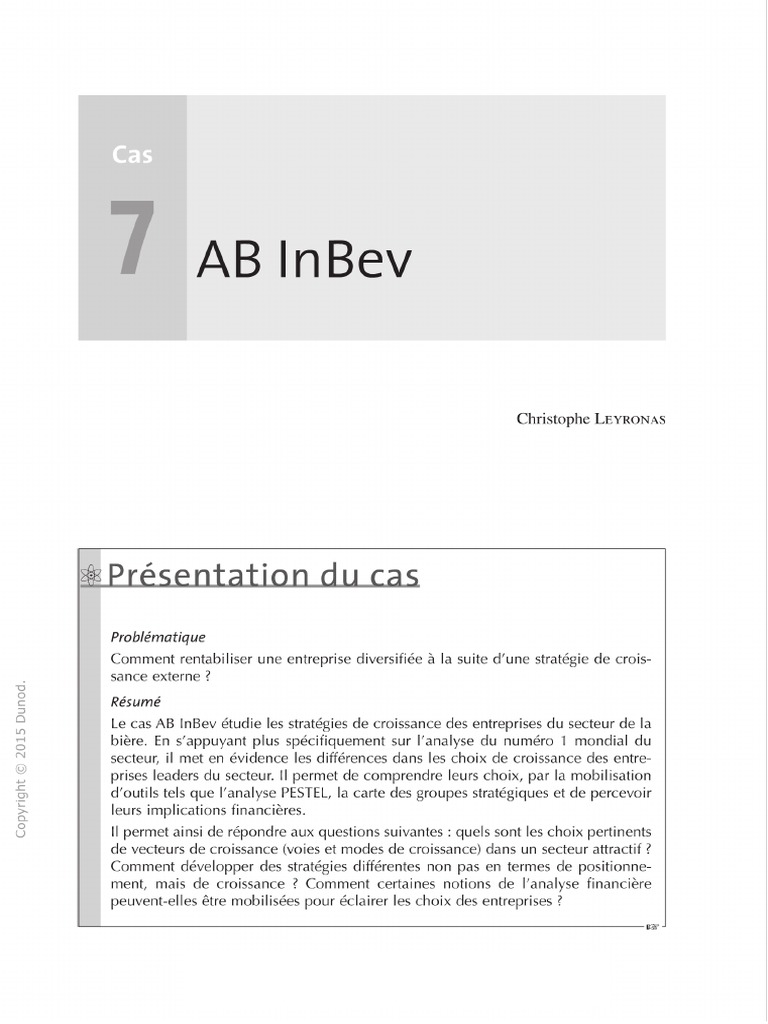 Etude Cas AB InBev | PDF