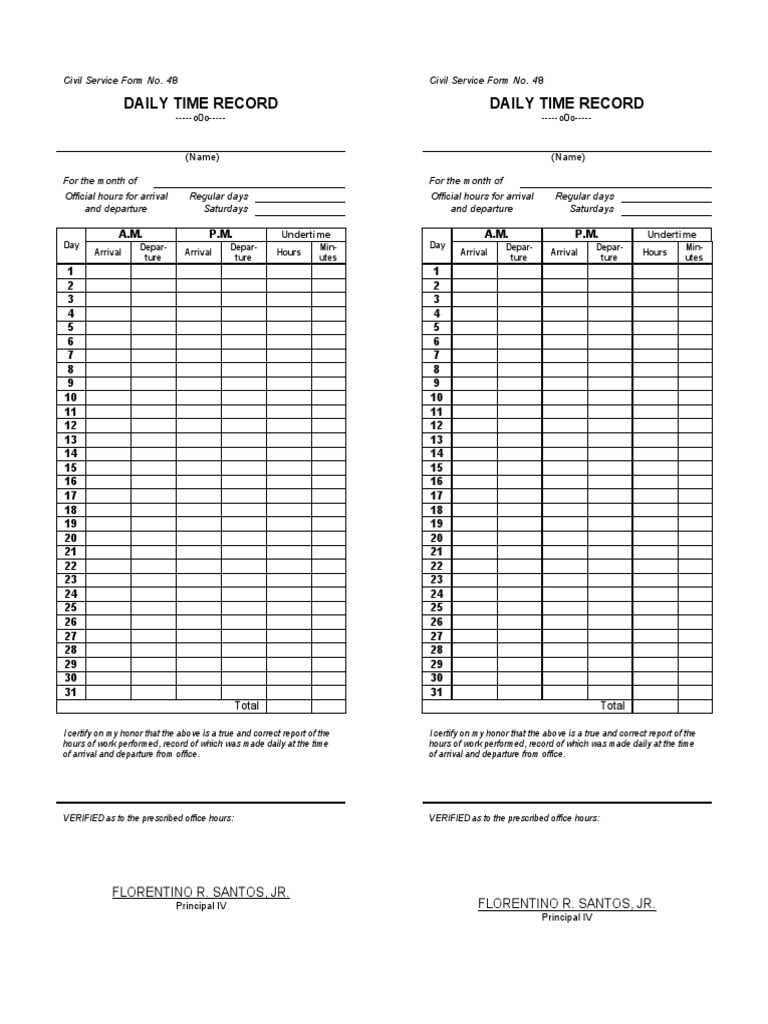 Daily Time Record | PDF