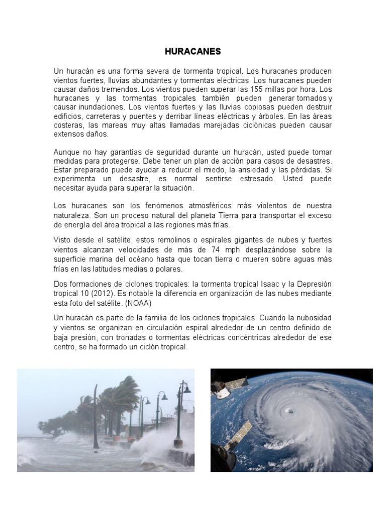 Información sobre Huracanes para Niños | PDF | Ciclones tropicales ...
